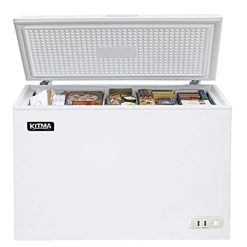 KITMA Chest Freezer - 7 Cu.Ft Reach-In Freezer Chest - Solid Door Deep Freezer with Wire Storage Basket, White