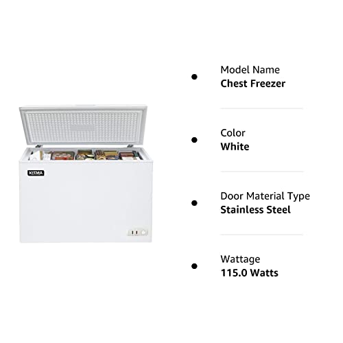 KITMA Chest Freezer - 7 Cu.Ft Reach-In Freezer Chest - Solid Door Deep Freezer with Wire Storage Basket, White