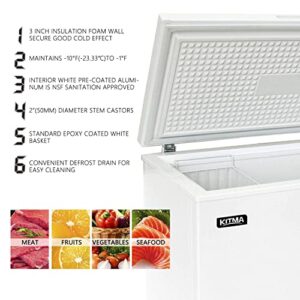 KITMA Chest Freezer - 7 Cu.Ft Reach-In Freezer Chest - Solid Door Deep Freezer with Wire Storage Basket, White