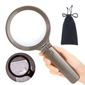 honwell magnifying glass with light, light and handheld magnifying glass, battery powered magnifying glass for reading, 3 modes 16 leds magnifier with 3x 5x magnification for inspection,coins,hobbies