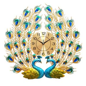 wall clock peacock wall clock european peacock home decor wall clock living room mute clock watch bedroom,green