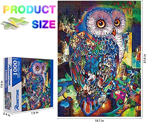 Jigsaw Puzzles 1000 Pieces for Adults, Owl Puzzle, Fun Oil Painting Animal Puzzles for Education & Relaxation, Brain IQ Developing, Funny Puzzles for Christmas