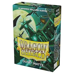 dragon shield matte mini japanese olive green 60 ct card sleeves individual pack