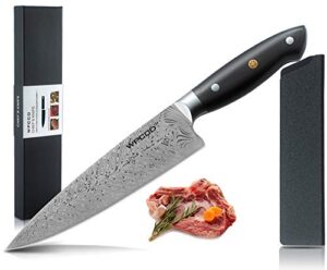 wpccd professional chef knife three rivets chef's knife-pro chef knife 8 inch high carbon german steel peeling knife bread knife ergonomic knife handle black kitchen knife luxury gift box