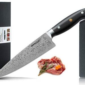 WPCCD Professional Chef Knife Three Rivets Chef's Knife-Pro Chef Knife 8 Inch High Carbon German Steel Peeling Knife Bread Knife Ergonomic Knife Handle Black Kitchen Knife Luxury Gift Box