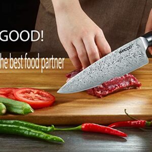 WPCCD Professional Chef Knife Three Rivets Chef's Knife-Pro Chef Knife 8 Inch High Carbon German Steel Peeling Knife Bread Knife Ergonomic Knife Handle Black Kitchen Knife Luxury Gift Box