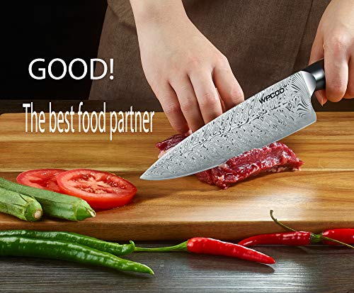 WPCCD Professional Chef Knife Three Rivets Chef's Knife-Pro Chef Knife 8 Inch High Carbon German Steel Peeling Knife Bread Knife Ergonomic Knife Handle Black Kitchen Knife Luxury Gift Box