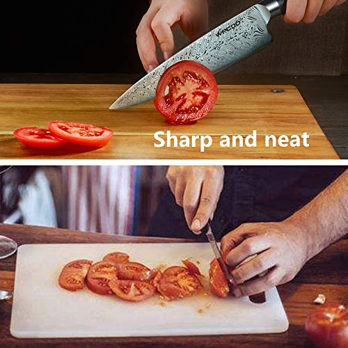 WPCCD Professional Chef Knife Three Rivets Chef's Knife-Pro Chef Knife 8 Inch High Carbon German Steel Peeling Knife Bread Knife Ergonomic Knife Handle Black Kitchen Knife Luxury Gift Box