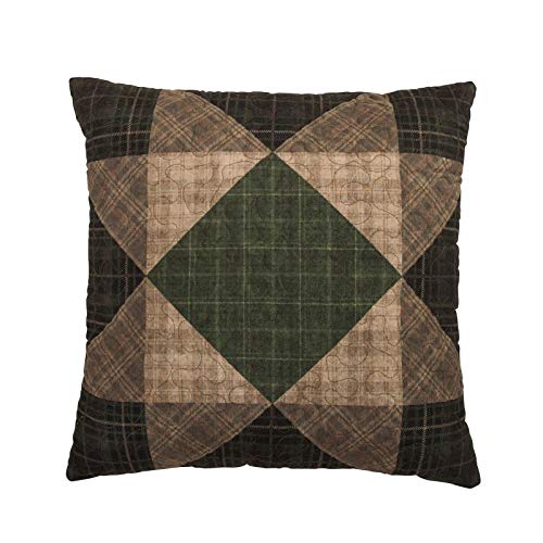 Donna Sharp Throw Pillow - Antique Pine Lodge Decorative Throw Pillow with Sawtooth Patchwork Pattern - Square