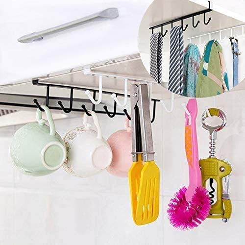 Kitchen Storage Rack Cupboard White Hanging Hook Hanger Chest Storage Organizer Holder (White)