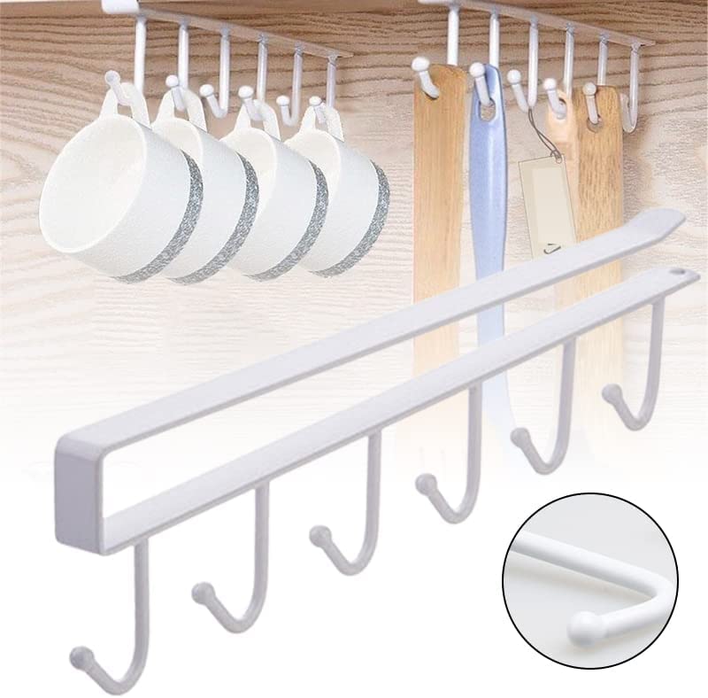 Kitchen Storage Rack Cupboard White Hanging Hook Hanger Chest Storage Organizer Holder (White)