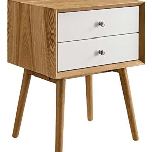 Modway Ember Wood Nightstand, Natural White