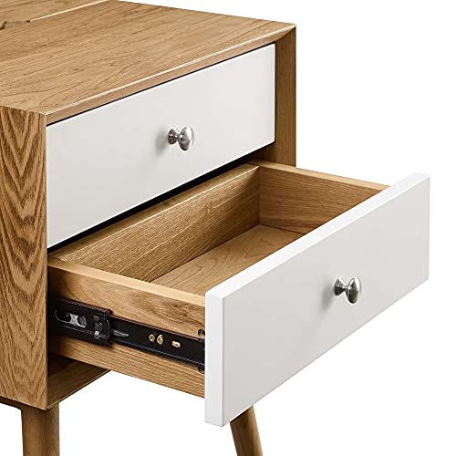 Modway Ember Wood Nightstand, Natural White