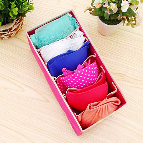 FunSpt Foldable Fabric Closet Underwear Organizer Drawer Divider Dresser Organizer Storage Box, 7 Cells