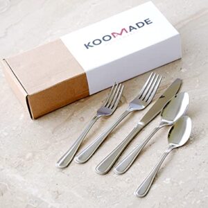 KOOMADE AUDREY 20-Piece Silverware Set for 4 - Stainless Steel Flatware with Dinner Forks, Salad Forks, Knives, Spoons, and Teaspoons - Dishwasher Safe