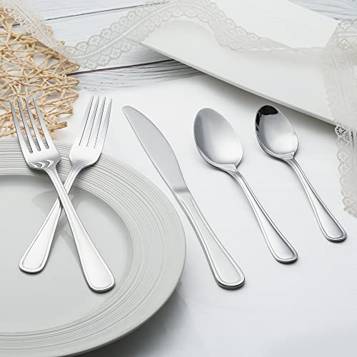 KOOMADE AUDREY 20-Piece Silverware Set for 4 - Stainless Steel Flatware with Dinner Forks, Salad Forks, Knives, Spoons, and Teaspoons - Dishwasher Safe