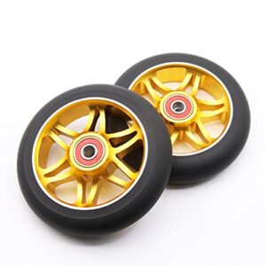 2PCS Replacement 110mm Pro Scooter Wheel with Abec 9 Bearings Fit for MGP/Razor/Lucky Pro Scooters (Gold)