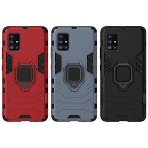 Smfu Cover for XiaoMi Redmi Note 9 Case Hybrid Heavy Duty Armor Hard Dual Layer Protection Case with Screen Protector 2 Pack with Kickstand Feature Shockproof Defender Cover Bumper Non-Slip（Black）