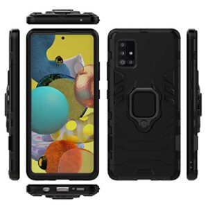 Smfu Cover for XiaoMi Redmi Note 9 Case Hybrid Heavy Duty Armor Hard Dual Layer Protection Case with Screen Protector 2 Pack with Kickstand Feature Shockproof Defender Cover Bumper Non-Slip（Black）