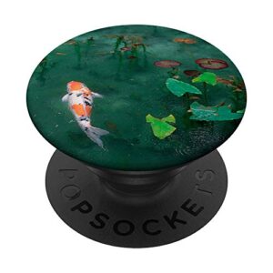 emerald green majestic zen water garden japanese koi fish popsockets swappable popgrip