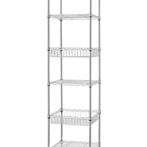 Finnhomy Heavy Duty 6 Tier Wire Shelving Unit with Wheels 18x18x72-inches 6 Shelves Storage Rack Thicken Steel Tube, Adjustable Shelving Rack for Kitchen Bathroom Office, NSF Certified, Chrome