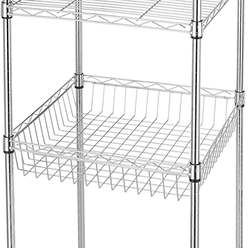 Finnhomy Heavy Duty 6 Tier Wire Shelving Unit with Wheels 18x18x72-inches 6 Shelves Storage Rack Thicken Steel Tube, Adjustable Shelving Rack for Kitchen Bathroom Office, NSF Certified, Chrome