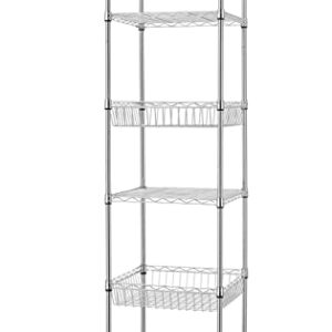 Finnhomy Heavy Duty 6 Tier Wire Shelving Unit with Wheels 18x18x72-inches 6 Shelves Storage Rack Thicken Steel Tube, Adjustable Shelving Rack for Kitchen Bathroom Office, NSF Certified, Chrome