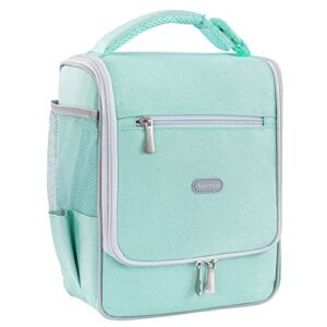 amersun lunch box kids, insulated lunch bag women men, cooler bag for teen girls boys adult, bento box with multi-pocket for school picnic office work, easy to clean (spill-resistant, light blue)