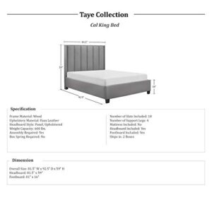 Lexicon Taye Upholstered Platform Bed, Cal King, Gray