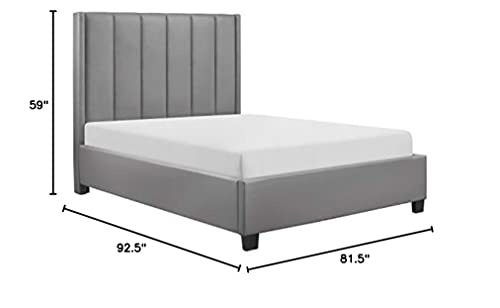 Lexicon Taye Upholstered Platform Bed, Cal King, Gray