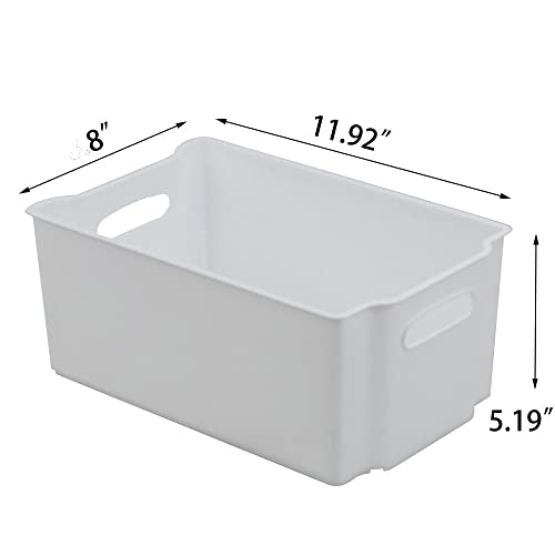 Morcte 4-Pack Plastic Stackable Storage Bin, White Stacking Storage Basket