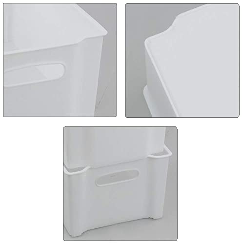 Morcte 4-Pack Plastic Stackable Storage Bin, White Stacking Storage Basket