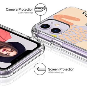 ICEDIO iPhone 11 Case with Screen Protector,Clear with Multi-Colored Painting Patterns for Girls Women,Shockproof Slim Fit TPU Cover Protective Phone Case for Apple iPhone 11 6.1 inch