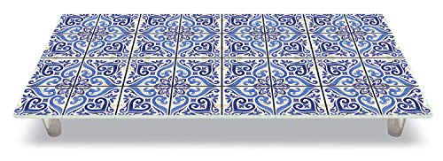 CounterArt Shades of Blue 5mm Heat Tolerant Tempered Glass Cutting Board/Instant Counter 20.5" x 11.75" Instantly Adds Additional Counter Space & Food Preparation Area