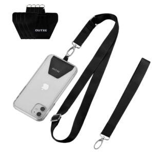 outxe phone lanyard - 4× pads, 1× adjustable neck strap, 1× wrist strap, nylon phone lanyard compatible with all smartphone