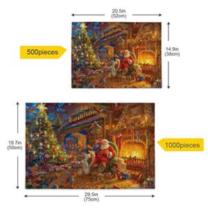 Santa Claus with Christmas Tree 500 Pieces Jigsaw Christmas Puzzle for Home Wall Decor 20.5 x 14.9 Inch