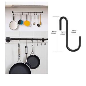 BfyBest 15 Pack Heavy Duty S Hooks Black S Shaped Hooks Hanging Hangers Hooks for Kitchen, Bathroom, Bedroom and Office: Pan, Pot, Coat, Bag, Plants (15 Pack/S Hook/Black/3.54 inch)