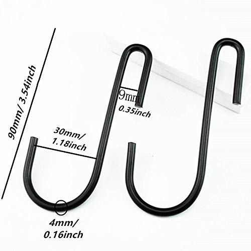 BfyBest 15 Pack Heavy Duty S Hooks Black S Shaped Hooks Hanging Hangers Hooks for Kitchen, Bathroom, Bedroom and Office: Pan, Pot, Coat, Bag, Plants (15 Pack/S Hook/Black/3.54 inch)