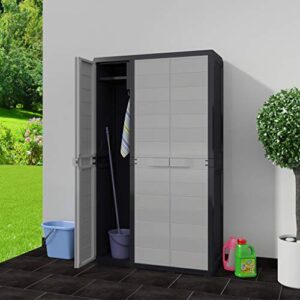 Tidyard Garden Storage Cabinet with 4 Ventilated Adjustable Shelves 3 Doors Patio Tool Shed Lawn Care Equipment Pool Supplies Storage Organizer 38.2 x 15 x 67.3 Inches (L x W x H)