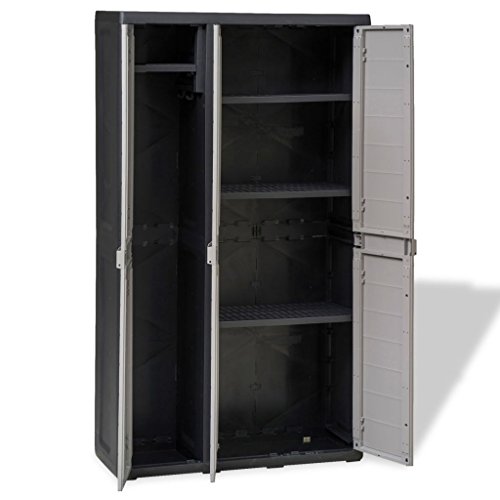 Tidyard Garden Storage Cabinet with 4 Ventilated Adjustable Shelves 3 Doors Patio Tool Shed Lawn Care Equipment Pool Supplies Storage Organizer 38.2 x 15 x 67.3 Inches (L x W x H)