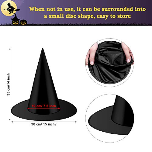 Halloween Witch Costume Accessory Plastic Witch Broom Kids Black Witch Hat Wizard Flying Broom Photography Prop Toy Wizard Cosplay for Halloween Dress Up Costume Party (Mix Color)