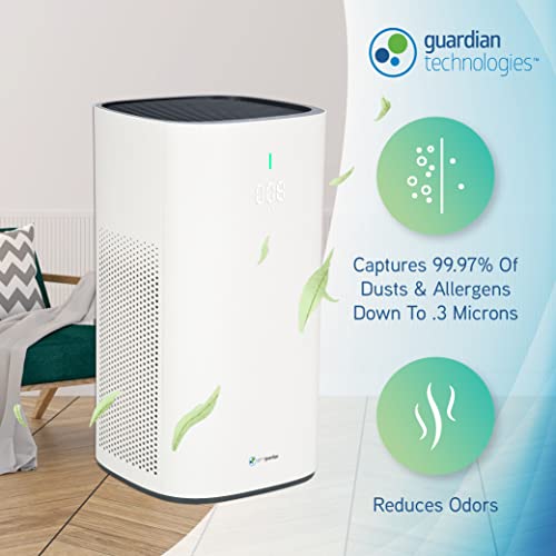 Germ Guardian AP5800W 19" Hi-Performance Air Purifier Tower Console with HEPA Filter & Air Quality Sensor