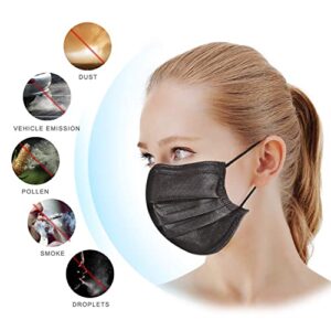 [80 Pcs] Individual Packing Tomorotec Disposable Protective Face Masks (Black)