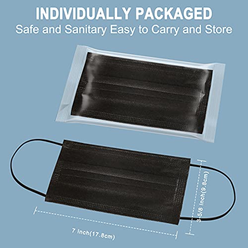 [80 Pcs] Individual Packing Tomorotec Disposable Protective Face Masks (Black)