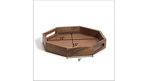 Kalmar Home Acacia Wood 15-Inch Octagon Tray