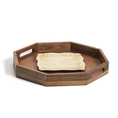 Kalmar Home Acacia Wood 15-Inch Octagon Tray