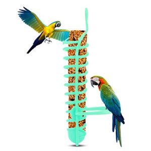 gototop parrots feeder basket hollow basket food fruit feeding perch stand hanging fruit vegetable millet container birds feeders birds food basket for pet bird supplies(green)