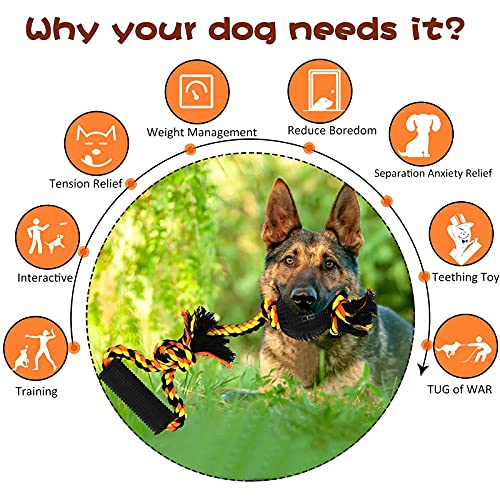 Yipetor Durable Dog Chew Toys 6 Pack, Cotton Rope Rubber Balls Chew Toy, Indestructible, Convex Design for Puppy Small Medium Large Dogs, Tug of War, Fetching, Puppy Teething Toy for Boredom, Gift