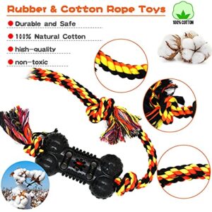 Yipetor Durable Dog Chew Toys 6 Pack, Cotton Rope Rubber Balls Chew Toy, Indestructible, Convex Design for Puppy Small Medium Large Dogs, Tug of War, Fetching, Puppy Teething Toy for Boredom, Gift