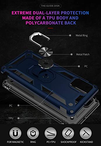 A51 5G Case,ADDIT Samsung Galaxy A51 5G Case [ Military Grade ] 15ft. Drop Tested Protective Case with Magnetic Car Mount Ring Holder Stand Cover for Samsung Galaxy A51 5G - Blue